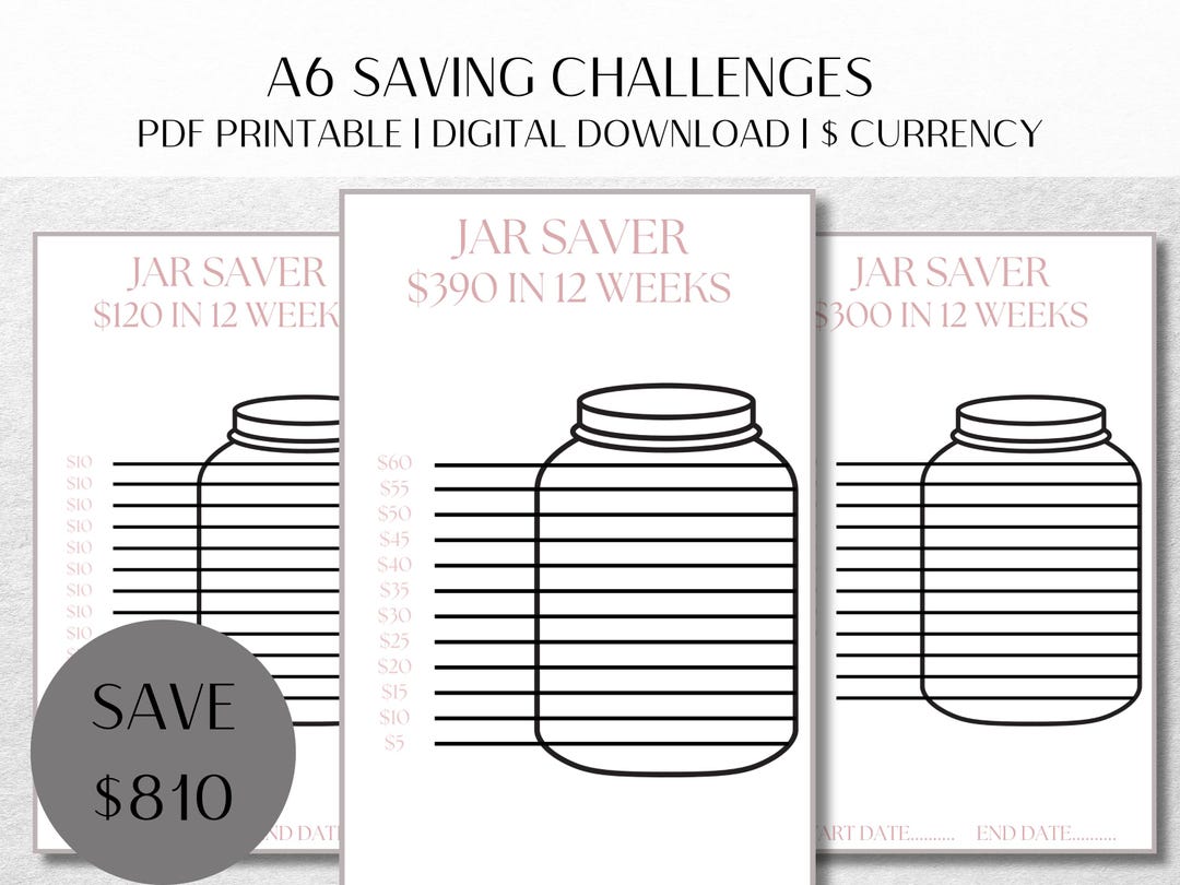 2026 Twelve Weeks Saving Challenge, Jar Saving Games, Save 810 Dollars ...