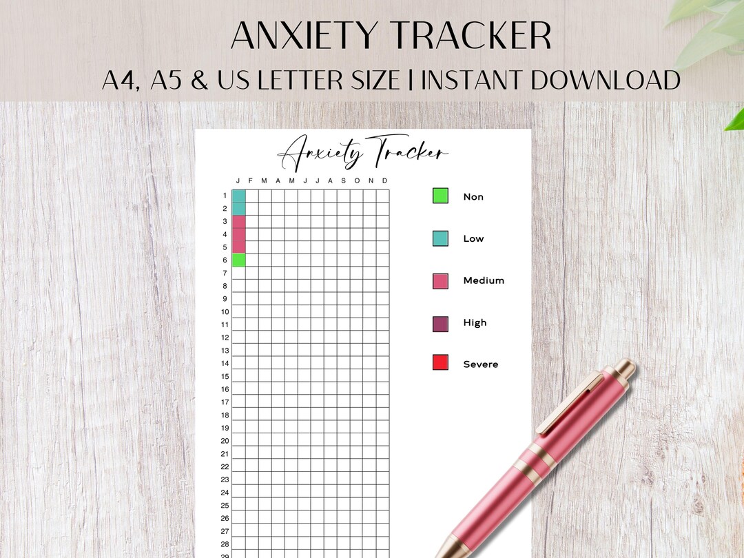 Printable Anxiety Tracker, Daily Anxiety Log, Ready to Print Self Care ...
