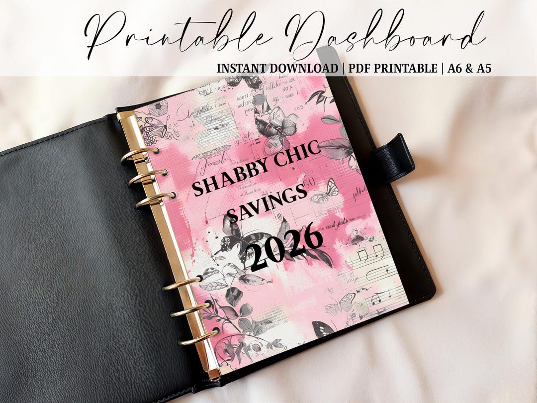 Shabby Chic Style Dashboard Insert for Binders. A6 A5 Binder Dashboards ...