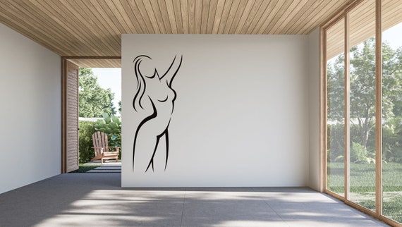 Naked Girl Sticker Line Drawing Decal Wall Design - Etsy UK