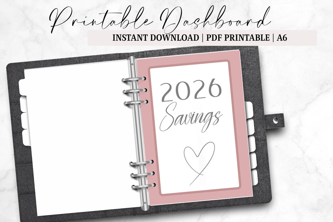 Printable 2026 Heart Dashboard Insert for Binders. A6 Binder Dashboards ...
