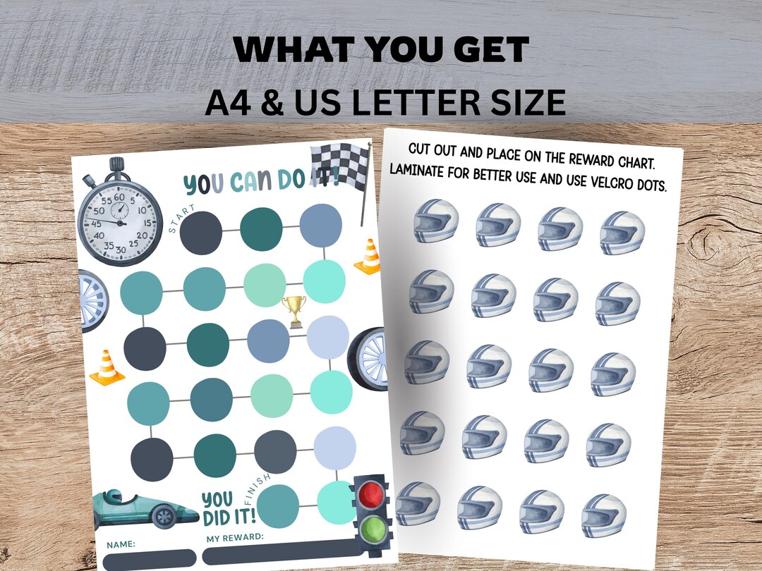 Racing Car Reward Chart Printable: Boy's Behavior Tracker (digital ...