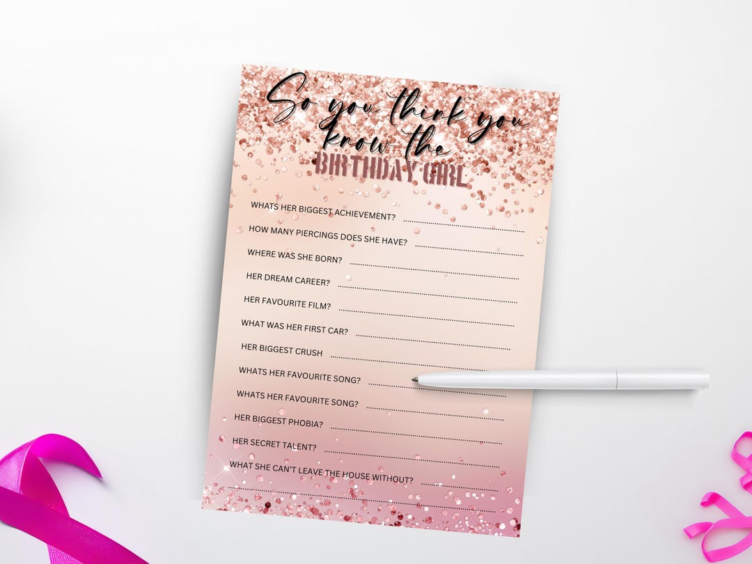 Who Knows the Birthday Girl Best, Fun Girls Adult Birthday Game ...