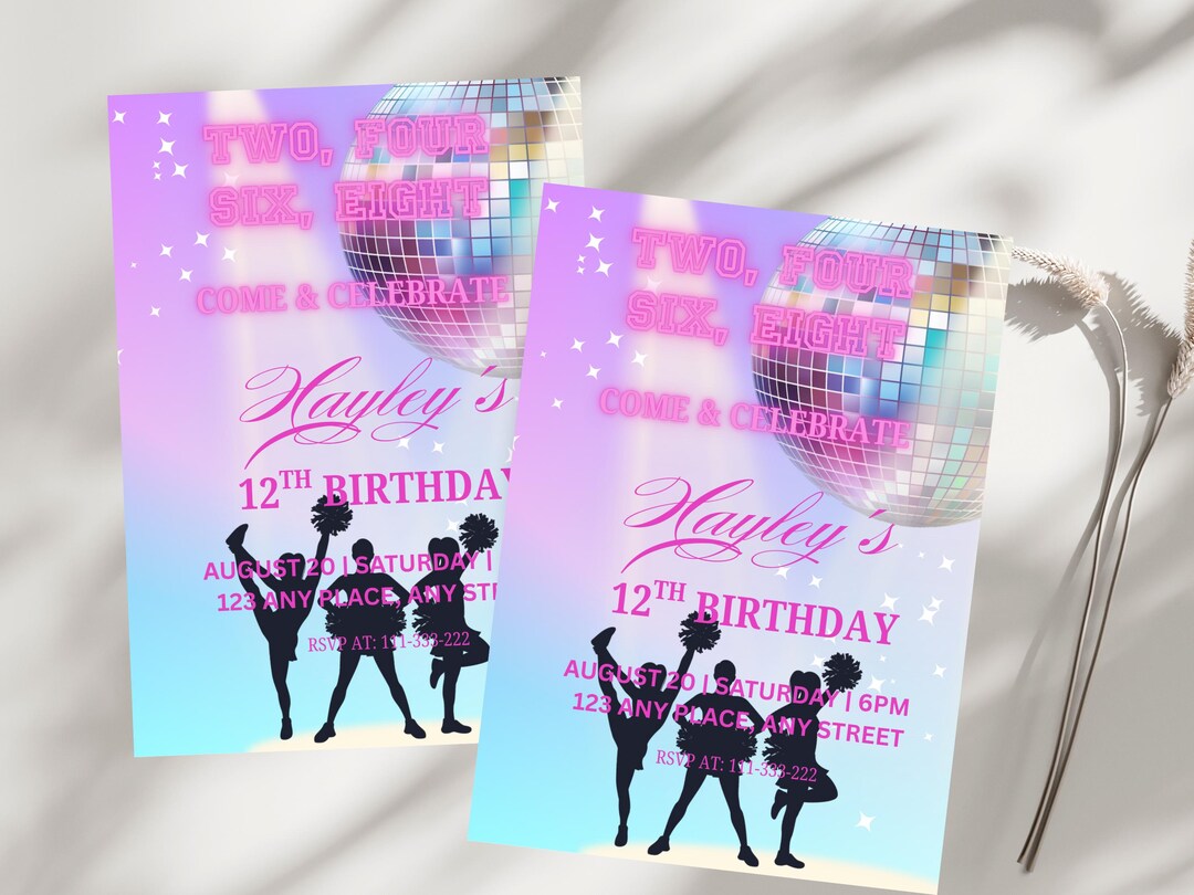 Editable Cheerleader Birthday Invitation. Cheerleading Invite, Send ...