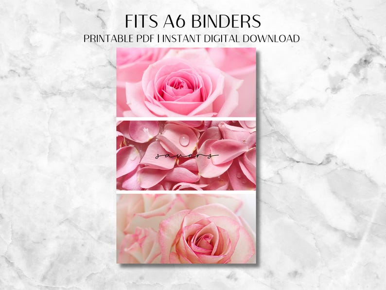 Pink Rose Aesthetic Dashboard Insert for Binders. A6 Binder Dashboards ...