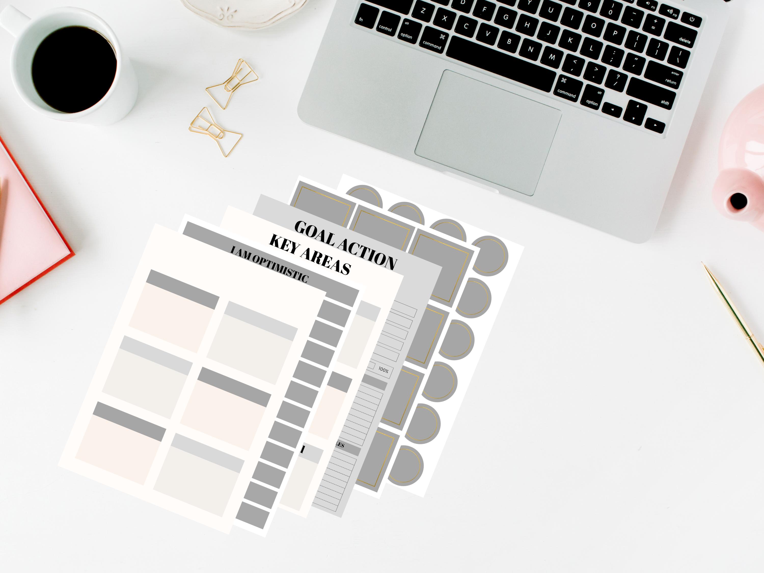 Editable 2025 Grey VISION BOARD KIT, Vision Board Printable Sheets ...