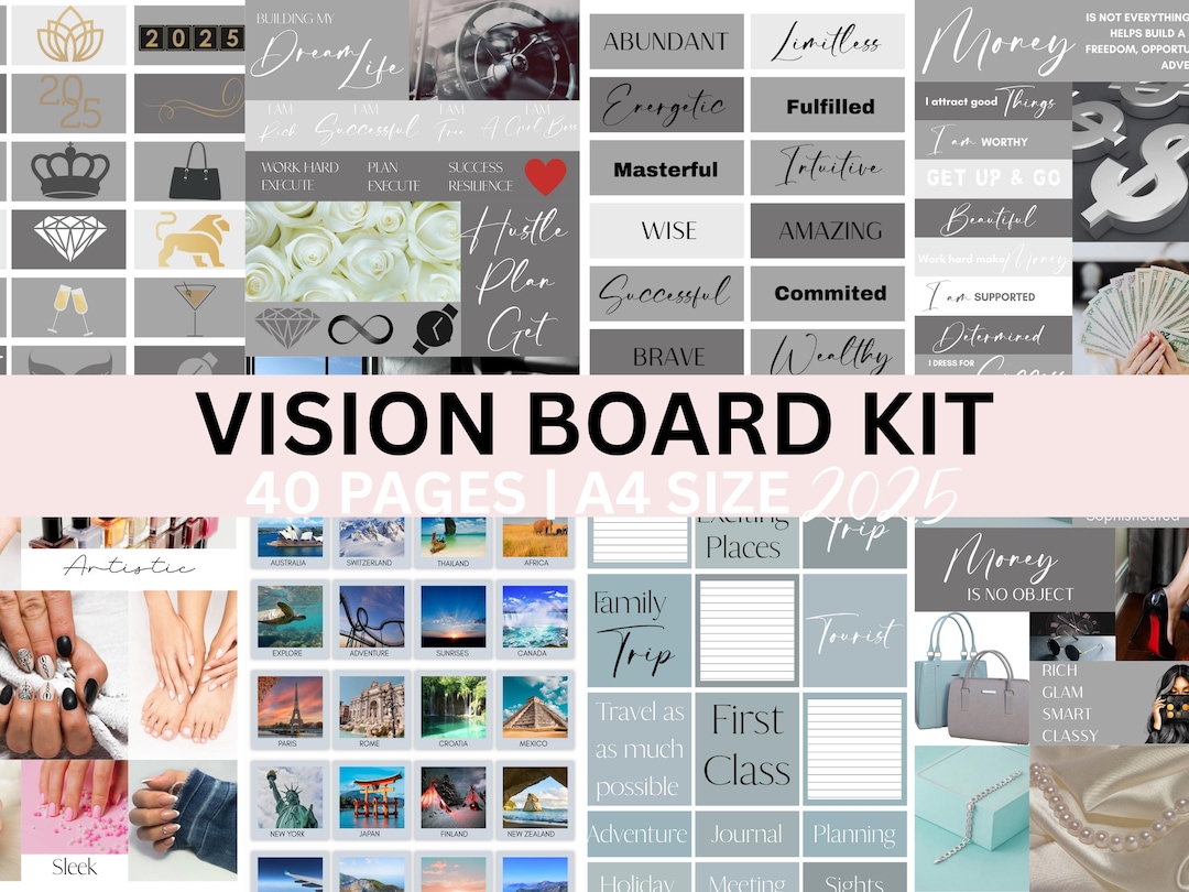 2025 Vision Board Printable. Vision Board Sheets, Words, Pictures ...