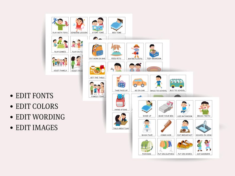 Editable Daily Routine Cards, 96 Visual Schedule Cards for Kids ...