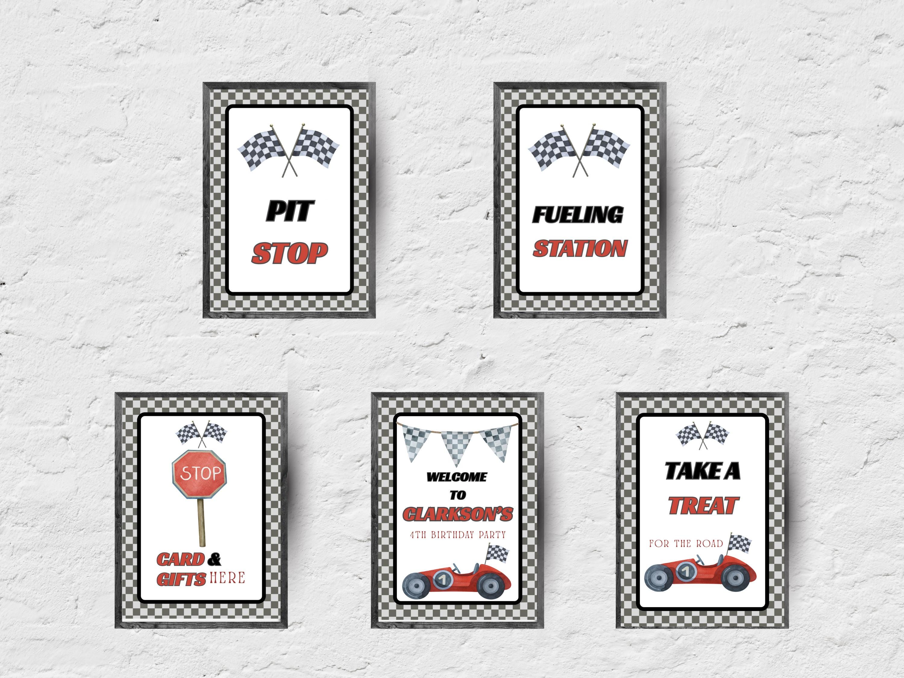 Editable Racing Party Signs: Printable Pit Stop Station Food Table Sign ...