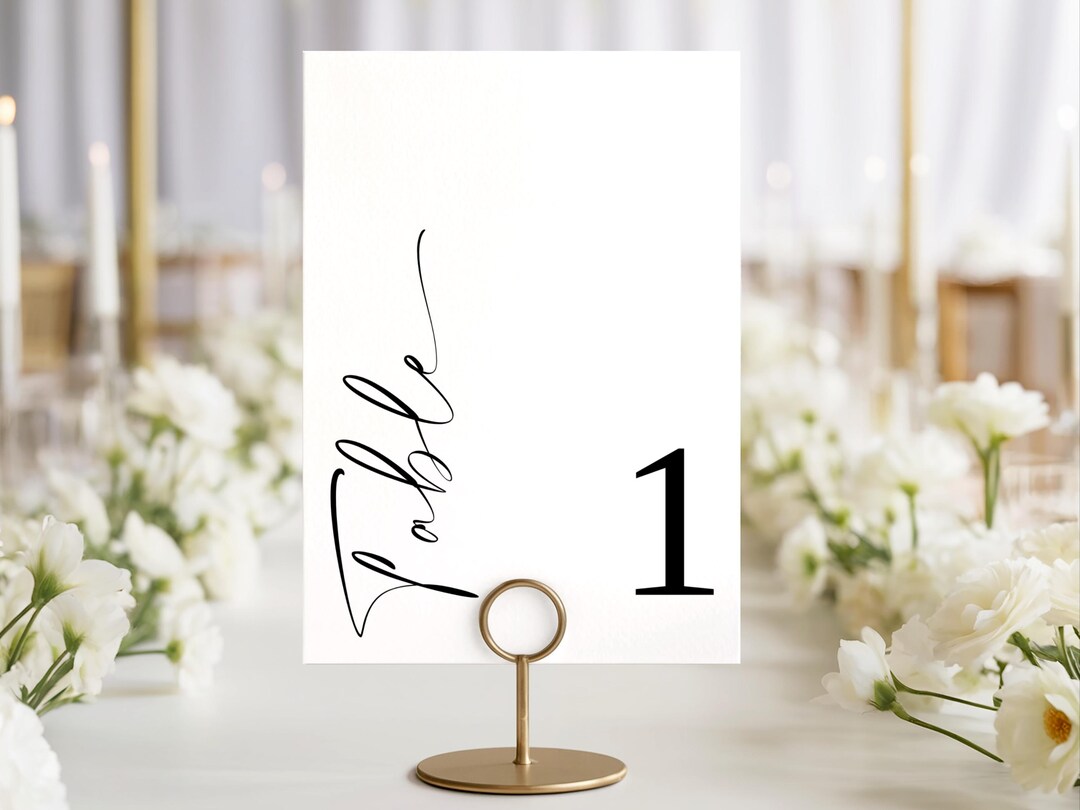 Editable Table Number Template, Modern Black & White Party Table ...