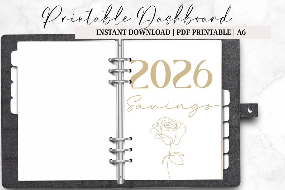 Printable 2026 Rose Dashboard Insert for Binders. A6 Binder Dashboards ...
