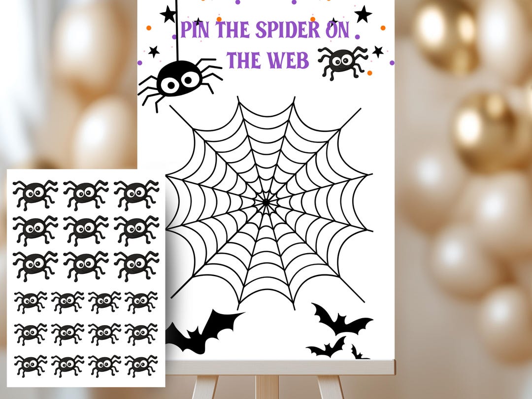 Pin the Spider on the Web Party Printable, Kids Halloween Game ...