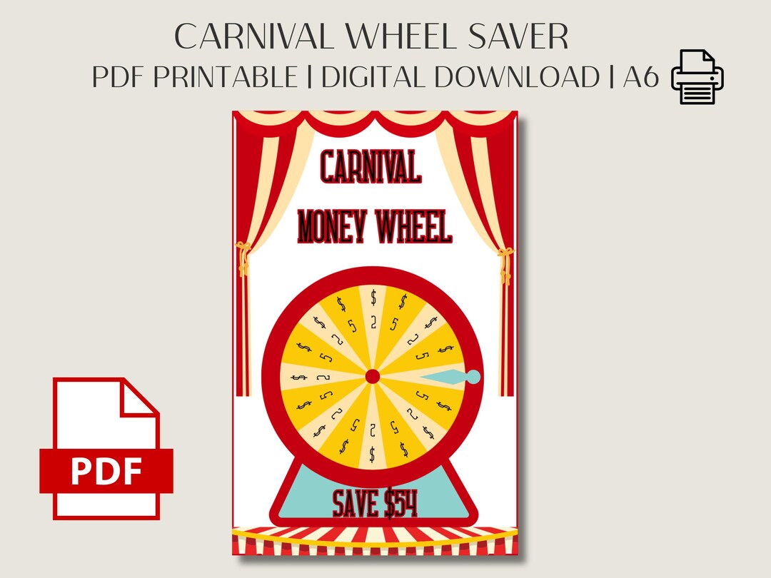 Printable Mini A6 Carnival Saver, Game Wheel Savings Challenge, Low ...