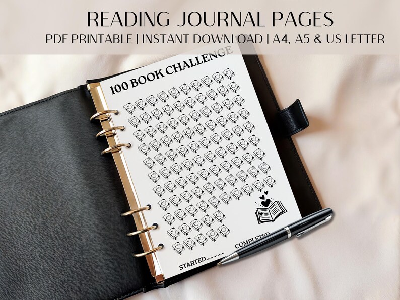 7 Reading Challenges Set, Ready to Print Reading Book Log, Reading ...