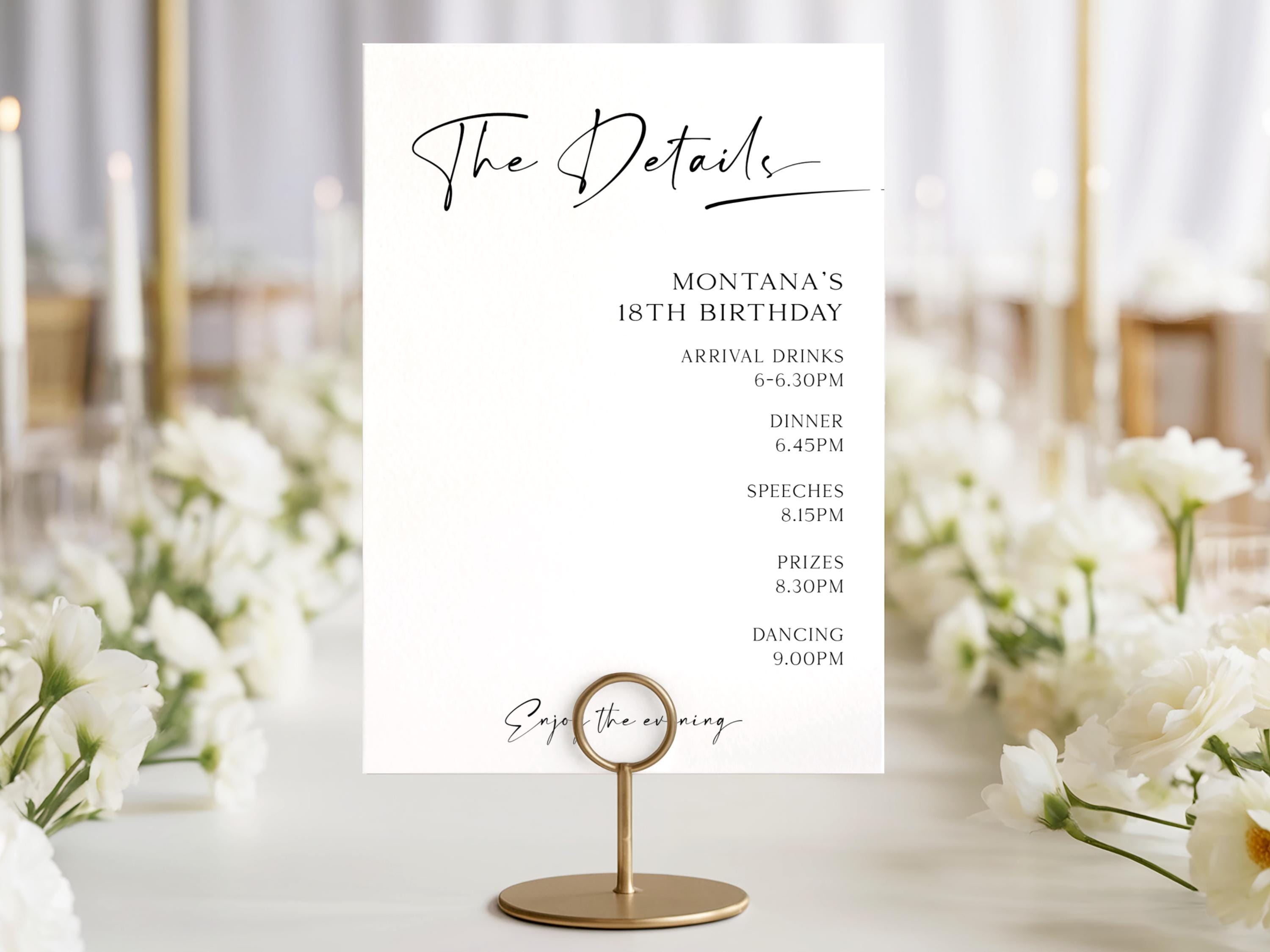 Editable Birthday Programme Template, Modern Black & Rose White Party ...