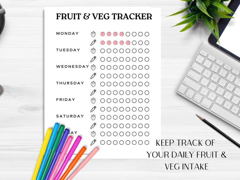Printable Fruit and Vegetable Tracker, Printable Journal Page, Ready to ...