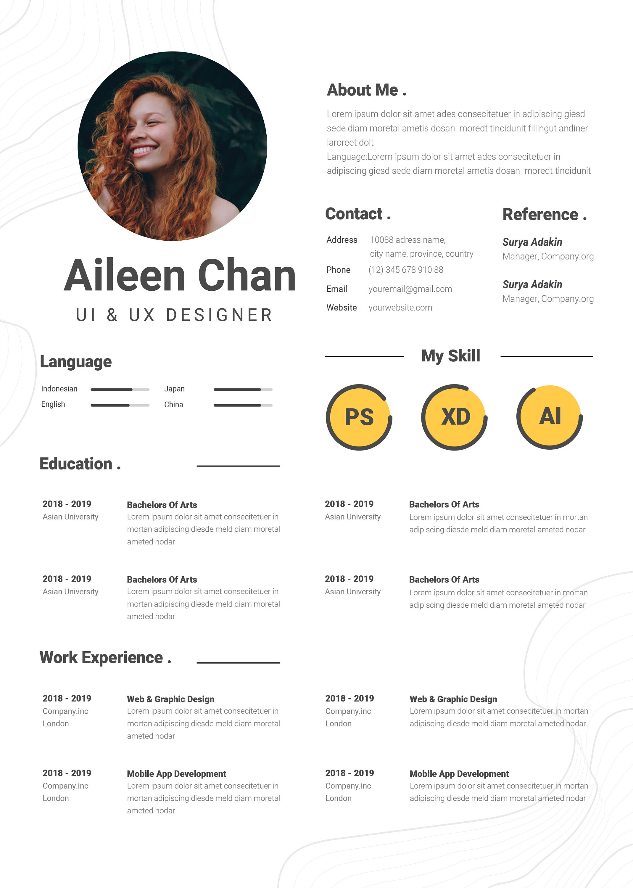 AILEEN Professional Modern Resume Template for Pages - Etsy