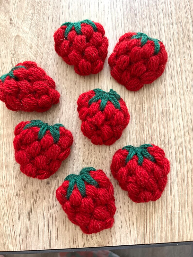 6 Crochet Strawberry, Handmade Strawberry Cardigan,crochet Applique ...