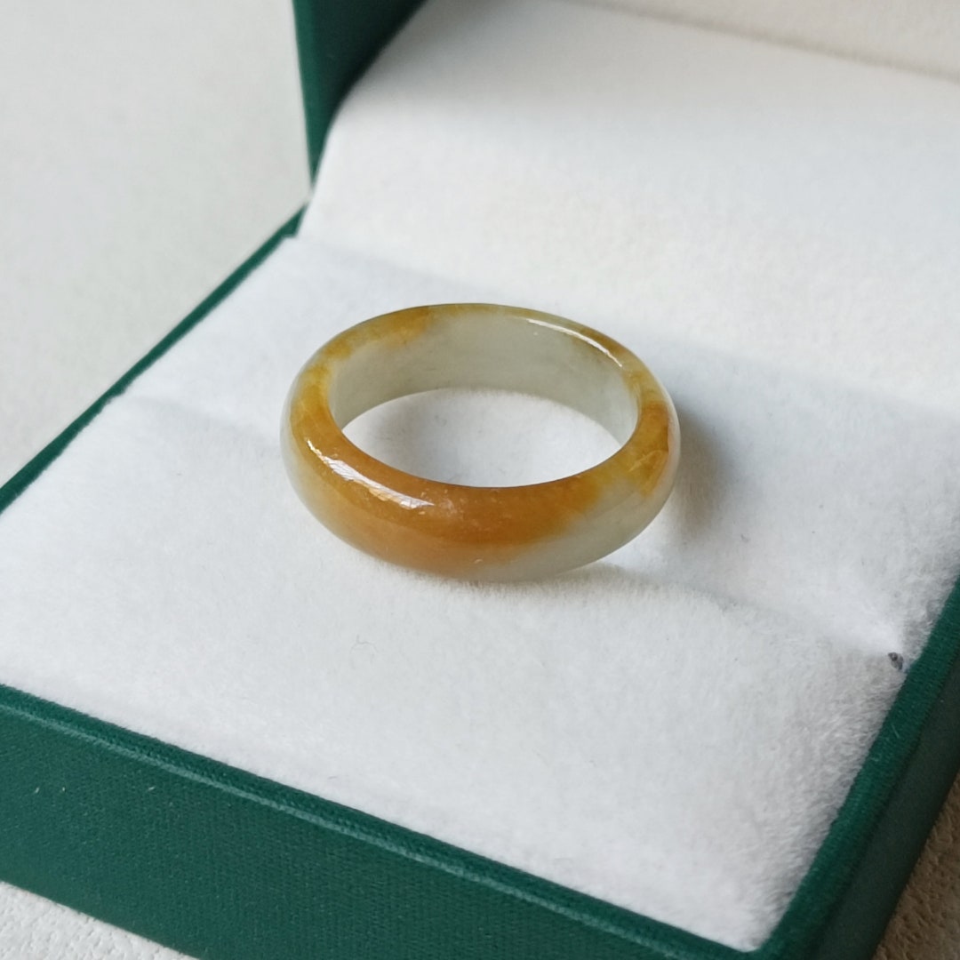 7.5US Honey Yellow Jade Ring Natural Jadeite Grade A H1812 - Etsy