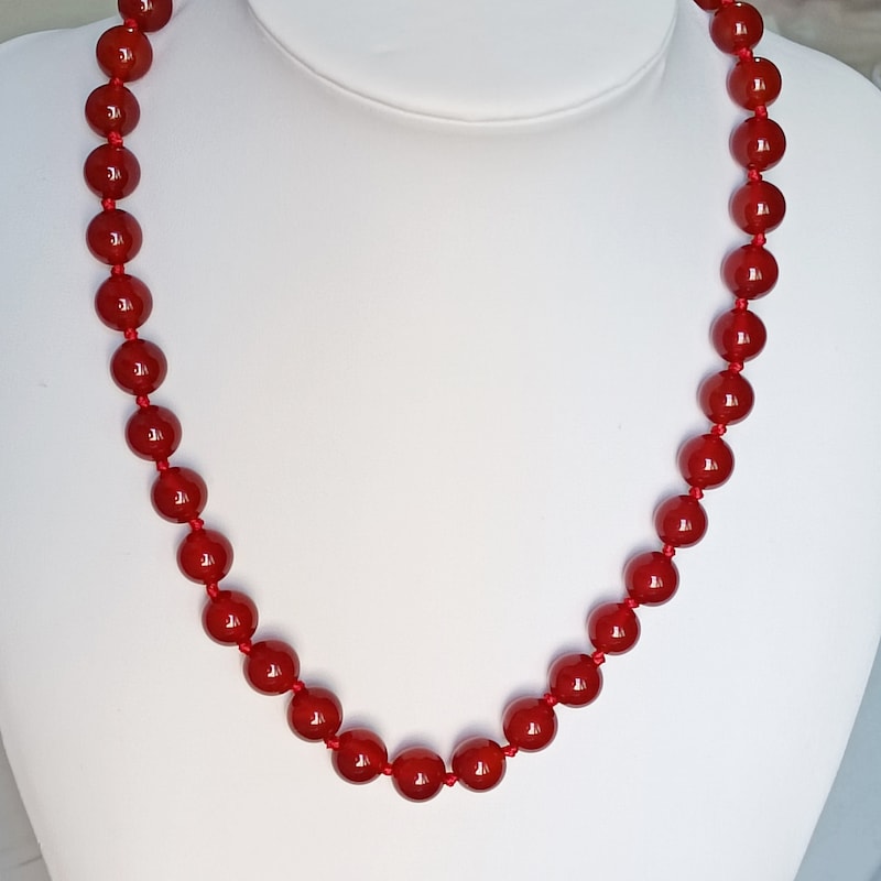 Red Bead Necklace - Etsy