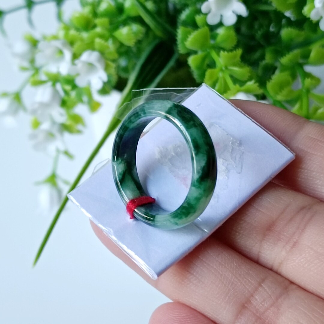 Size 9 US Authentic Green Jade Ring Natural Grade A Jadeite Gemstone - Etsy