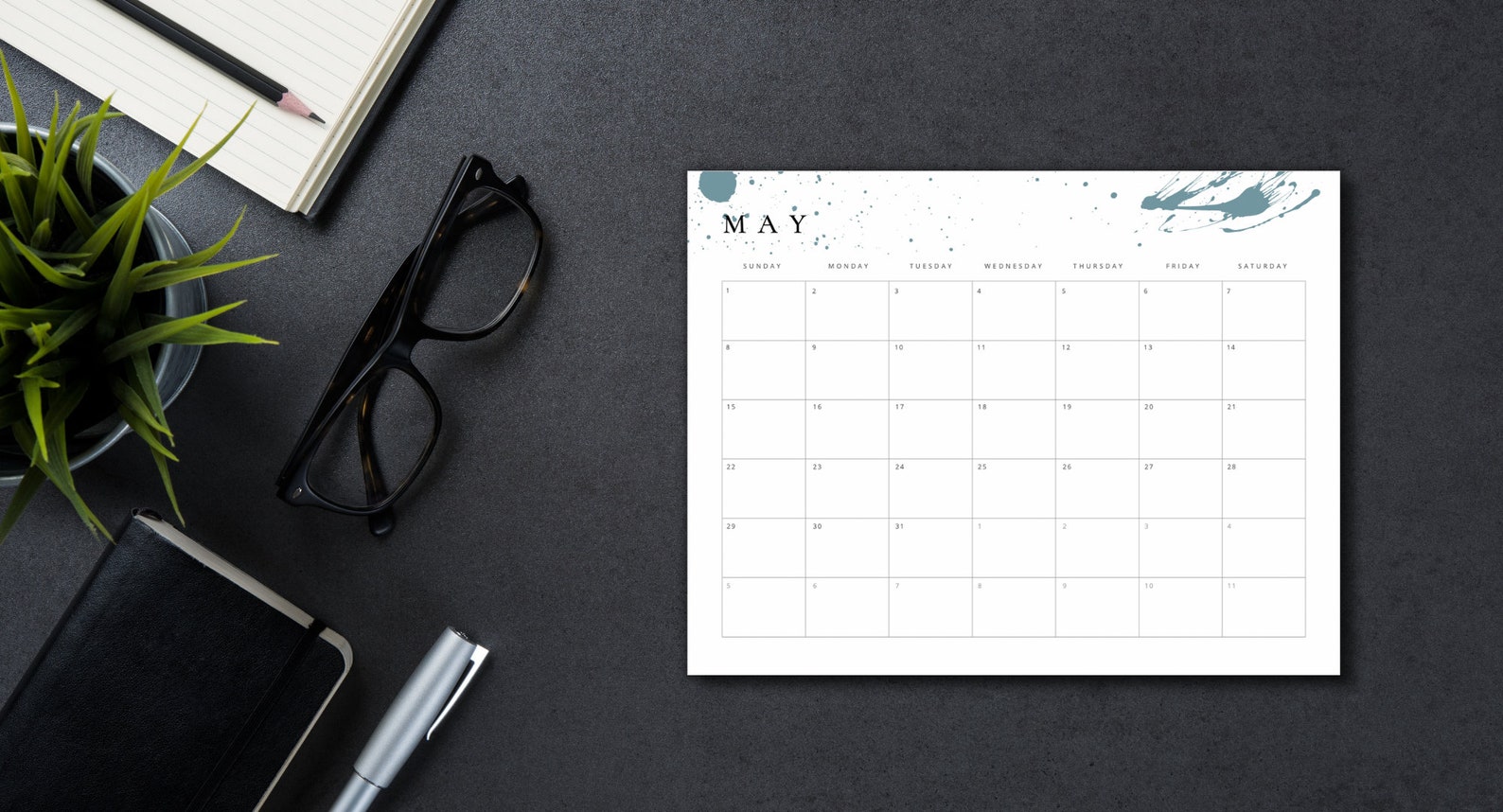 2022 Printable Monthly Calendar Minimalist Calendar Paint - Etsy