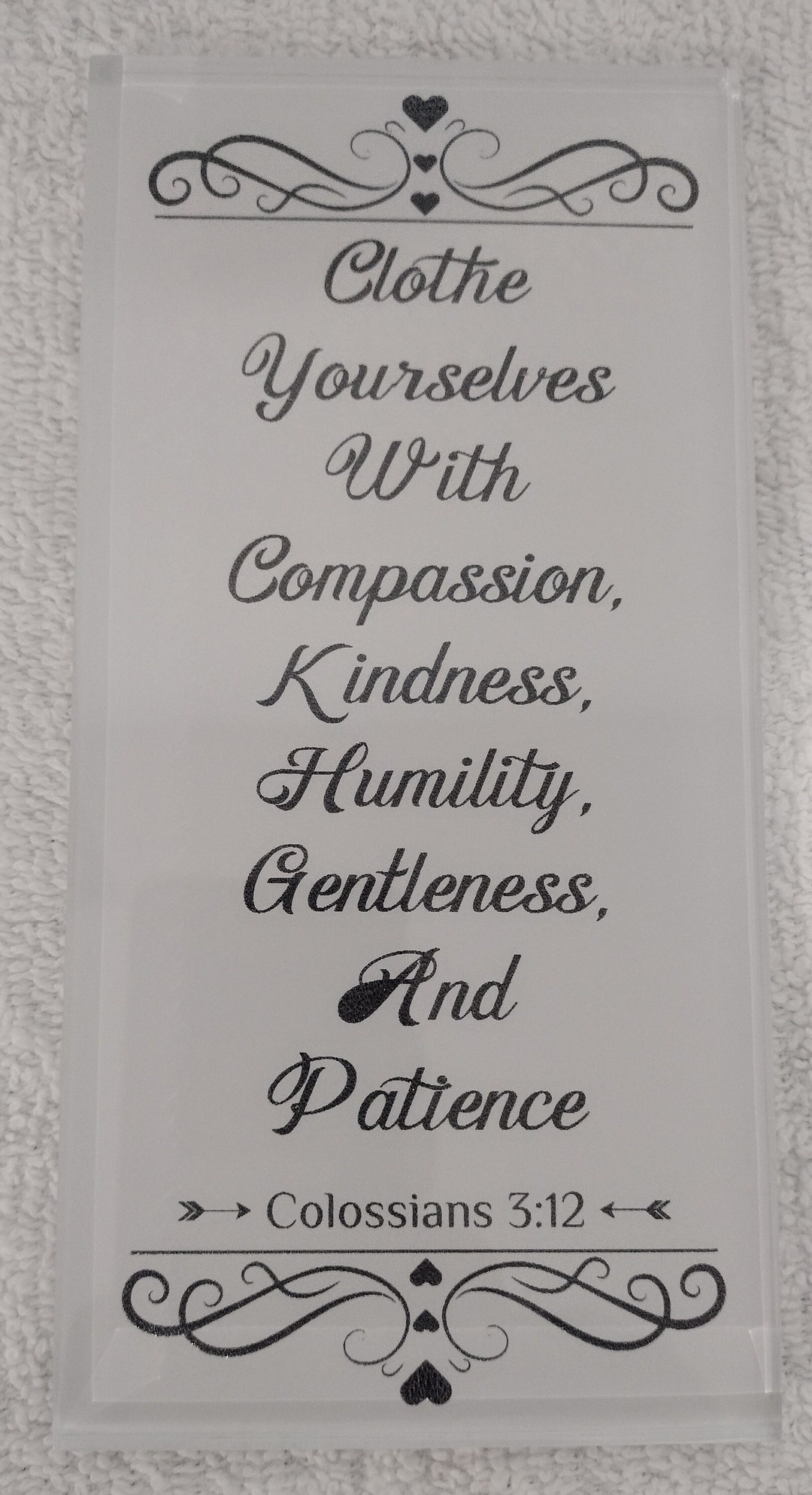 Beautiful Clear Glass Engraved With Bible Text Colossians 3:12 - Etsy