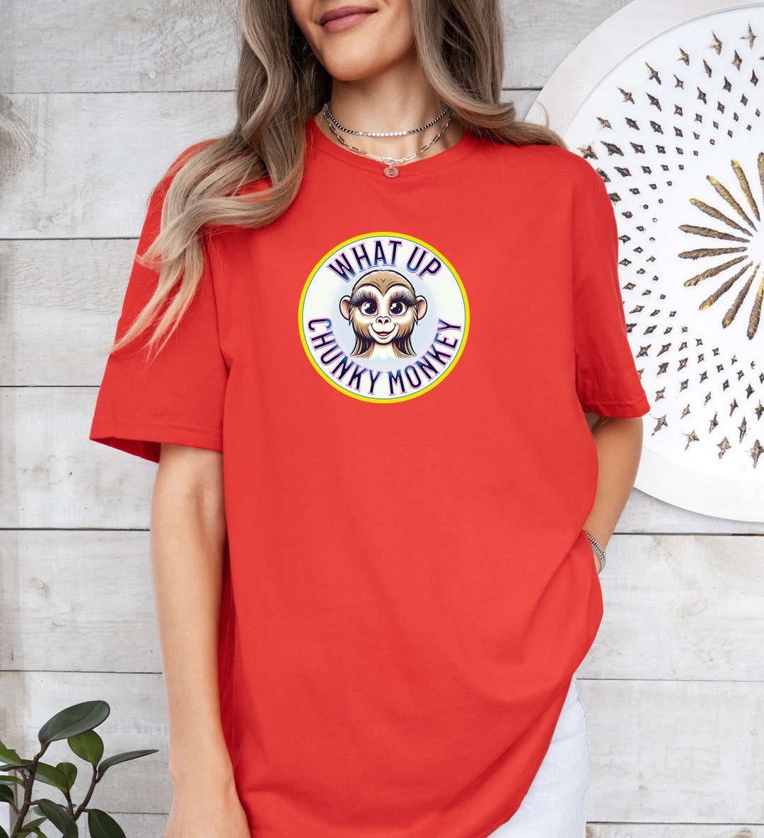 T-shirt With a Female Monkey Saying What Up, a Female Monkey With Long ...