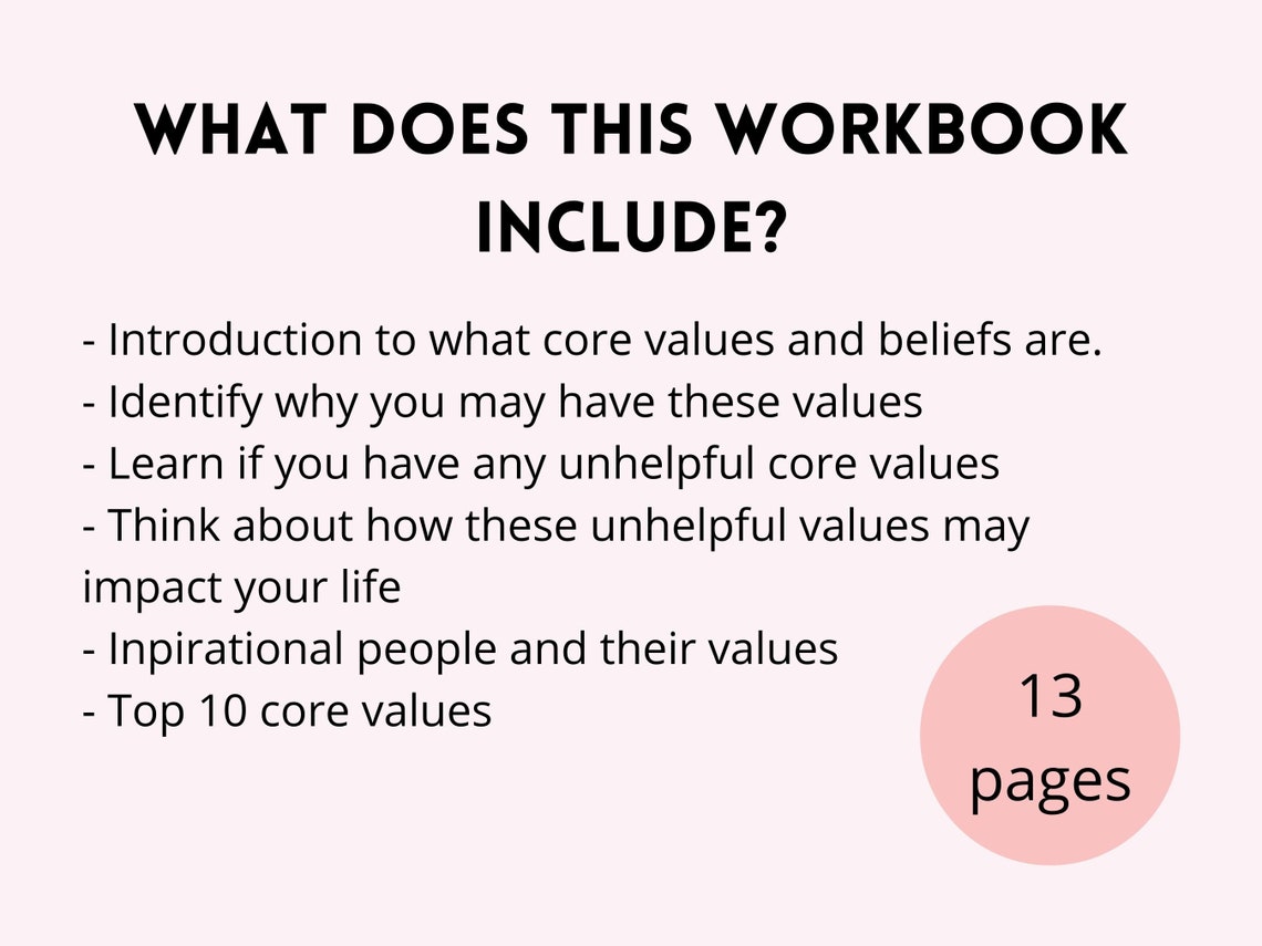 Core Values and Beliefs Workbook: Authenticity and Emotional Wellness ...