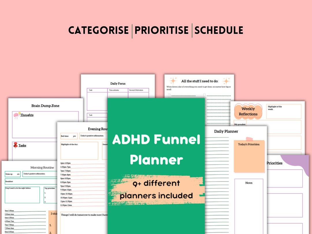 ADHD Funnel Planning Bundle: Printable Planners for Neurodivergent ...