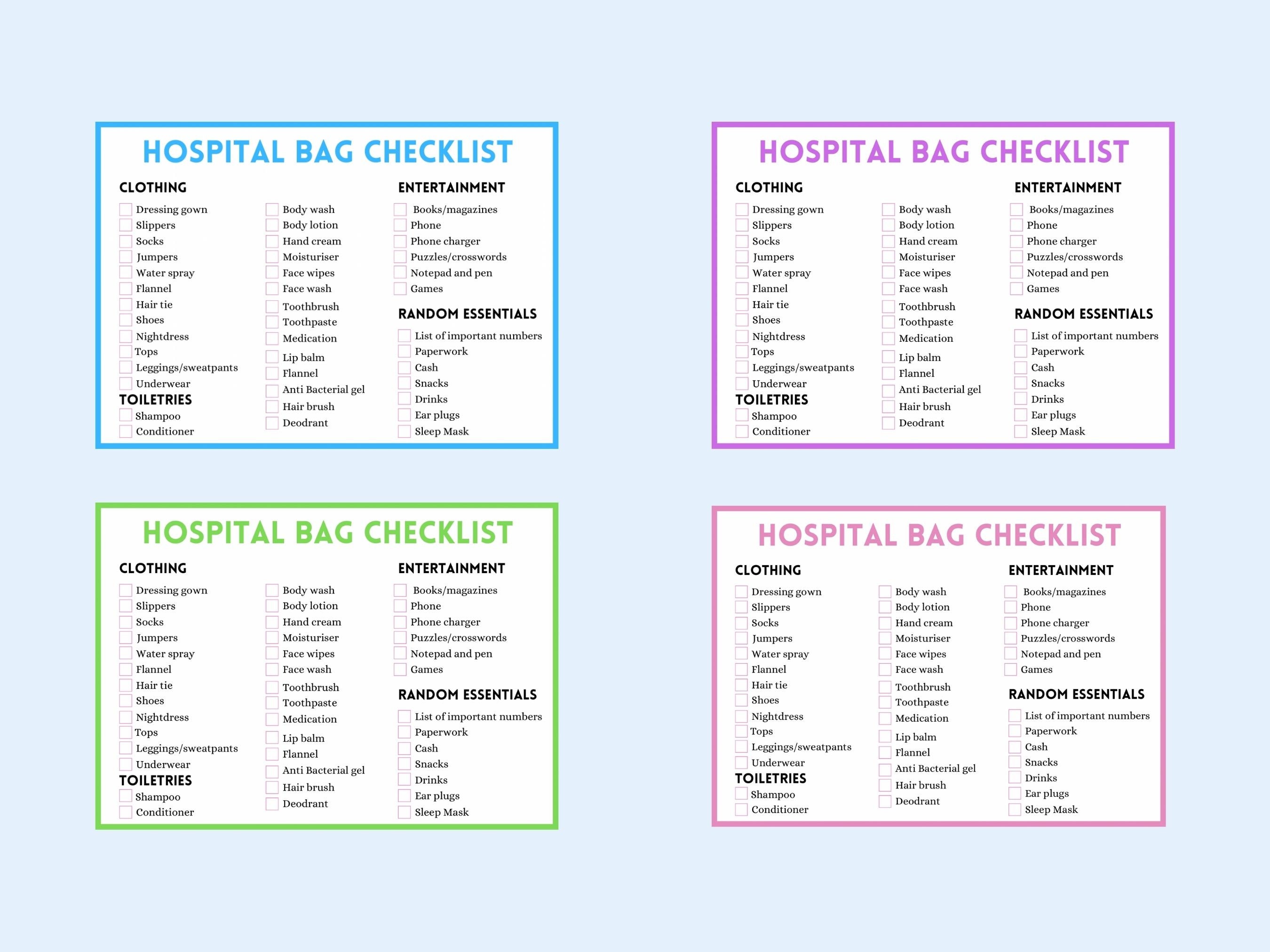 Hospital Bag Complete Checklist: Hospital Stay Packing List - Etsy