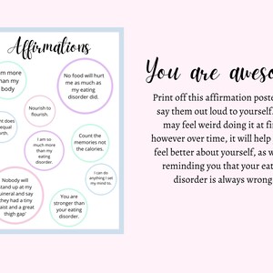 Eating Disorder Recovery Printable: Anorexia Bulimia Self Help Planner ...