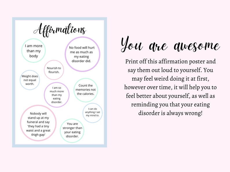 Eating Disorder Recovery Printable: Anorexia Bulimia Self Help Planner ...