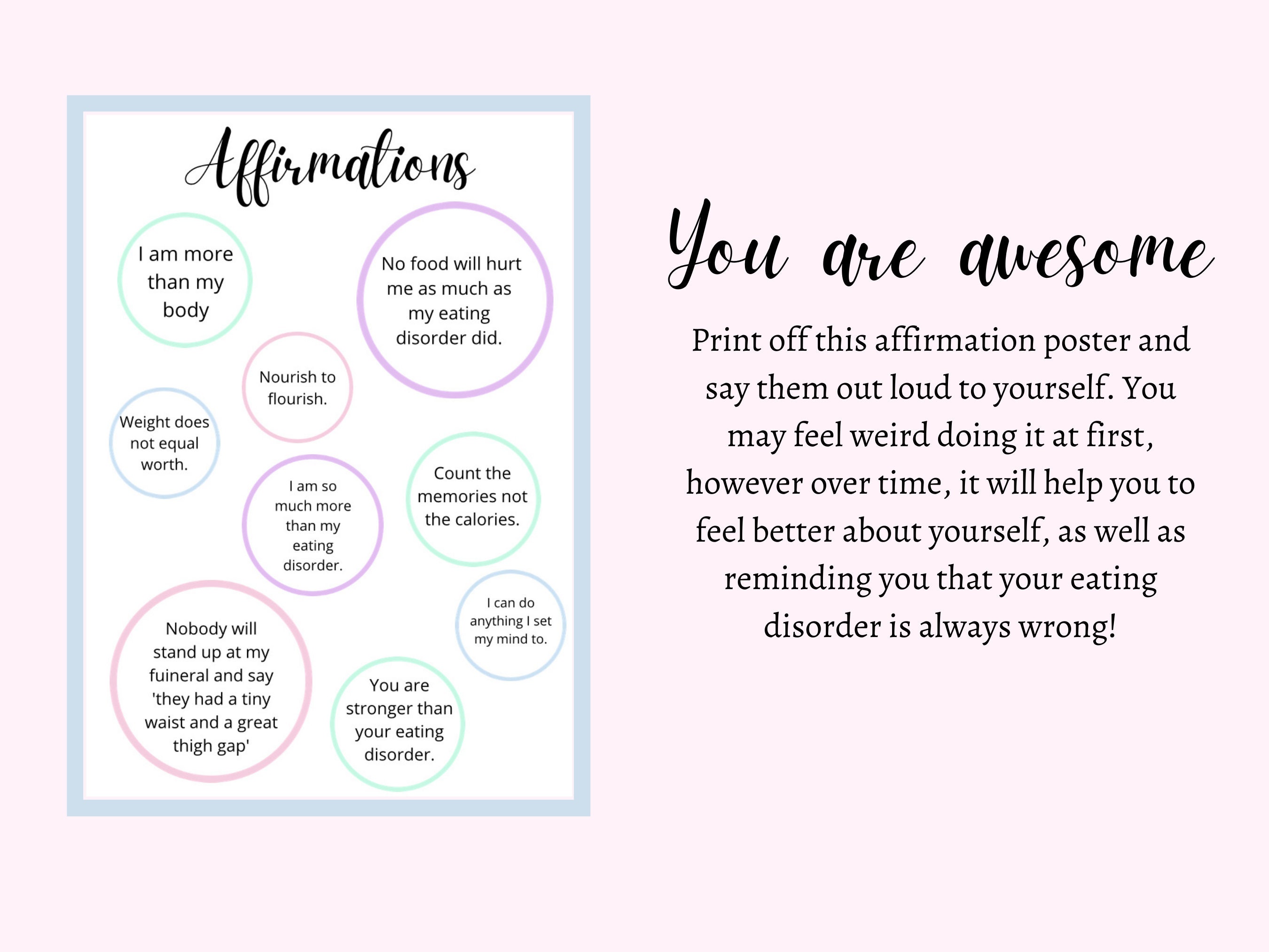 Eating Disorder Recovery Printable: Anorexia Bulimia Self Help Planner ...