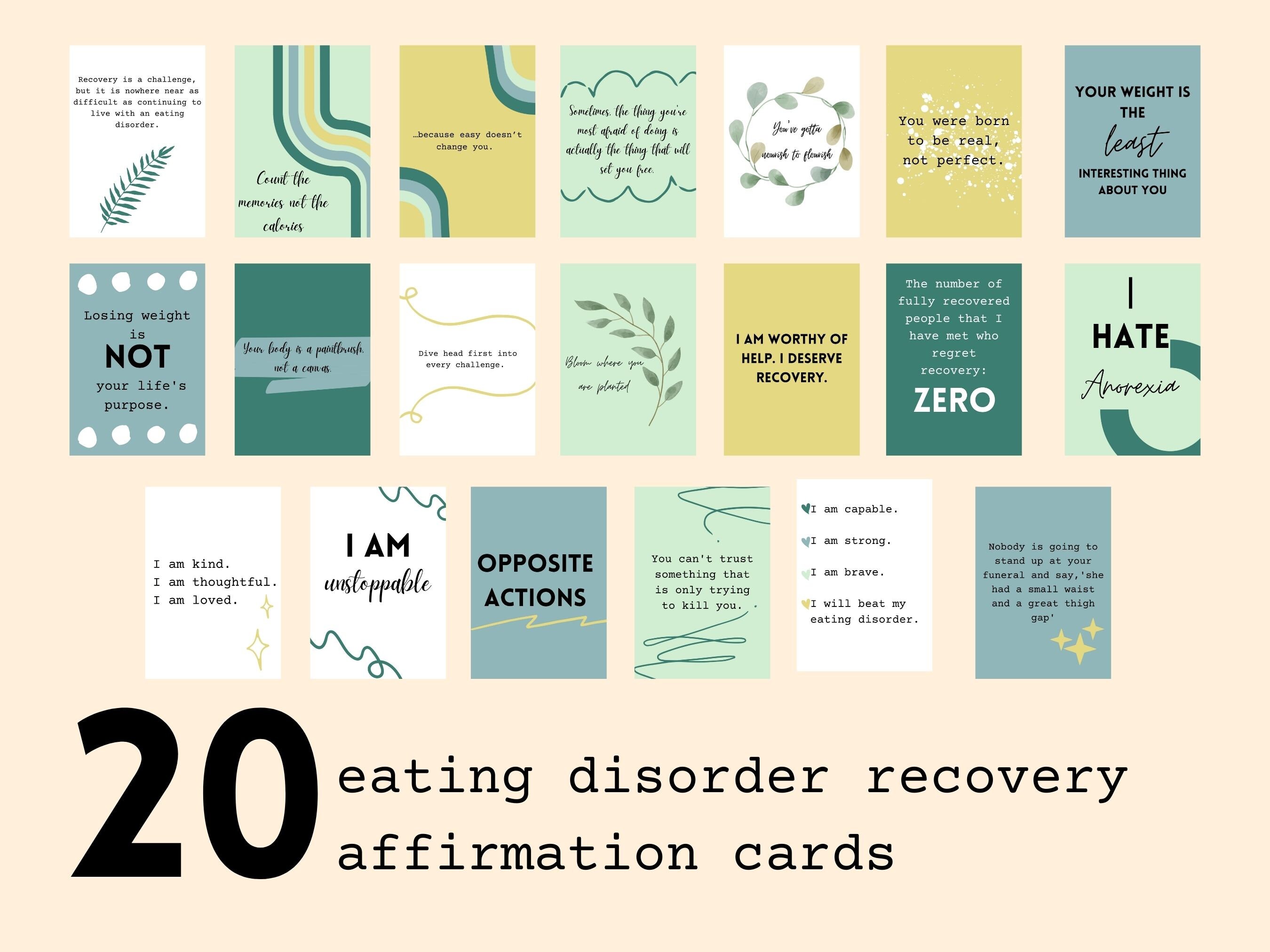 Eating Disorder Recovery Mantra Cards: Anorexia Recovery Affirmations ...