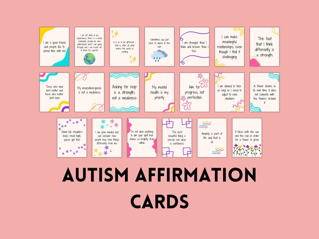 Autism Affirmation Cards: Autism Diagnosis, Neurodivergent, Anxiety ...