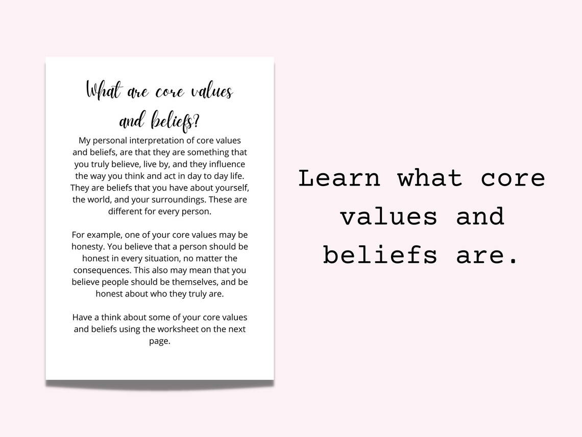 Core Values and Beliefs Workbook: Authenticity and Emotional Wellness ...