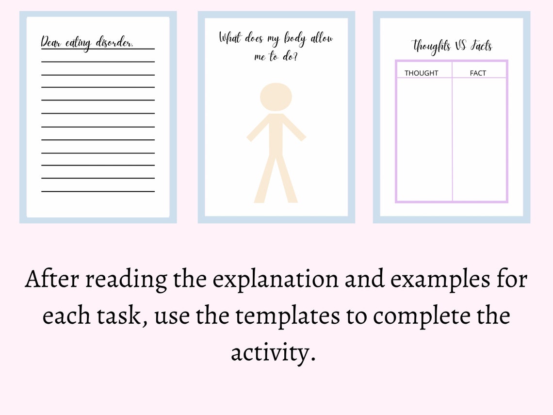 Eating Disorder Recovery Printable: Anorexia Bulimia Self Help Planner ...