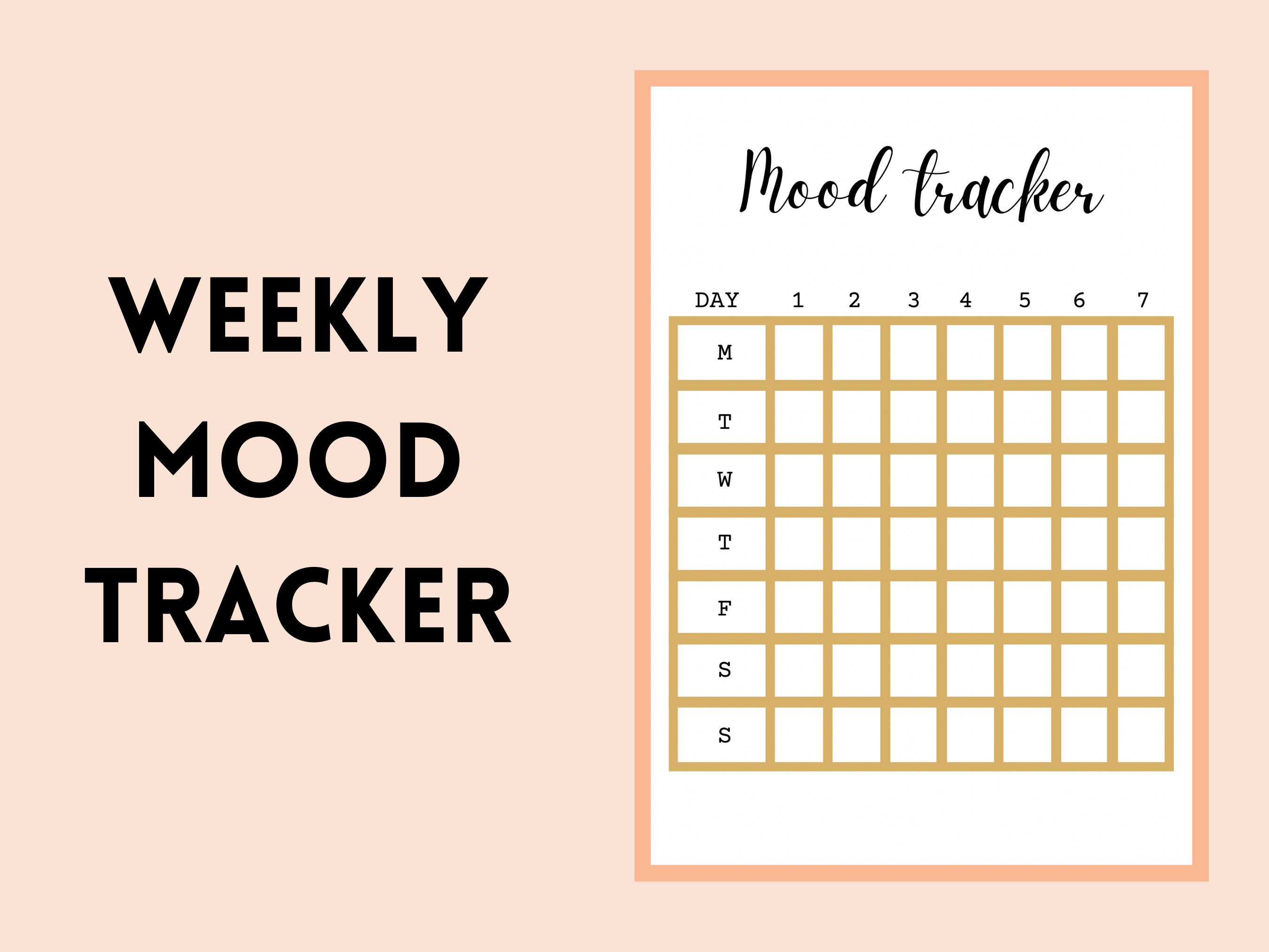 Weekly Mood Tracker Printable: Planner Insert, Instant Download Mood ...