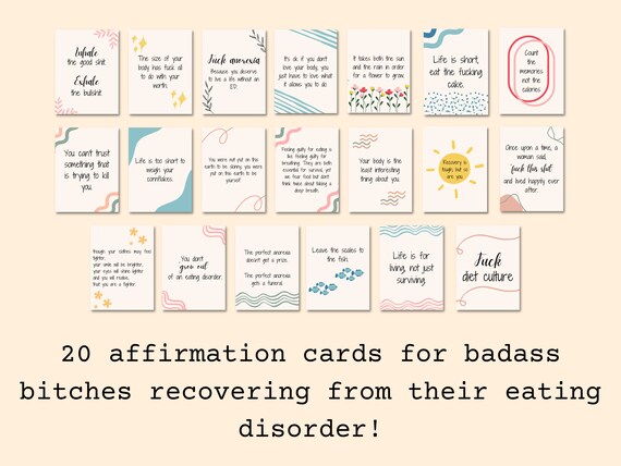 Eating Disorder Recovery Affirmation Cards: Anorexia Recovery - Etsy ...