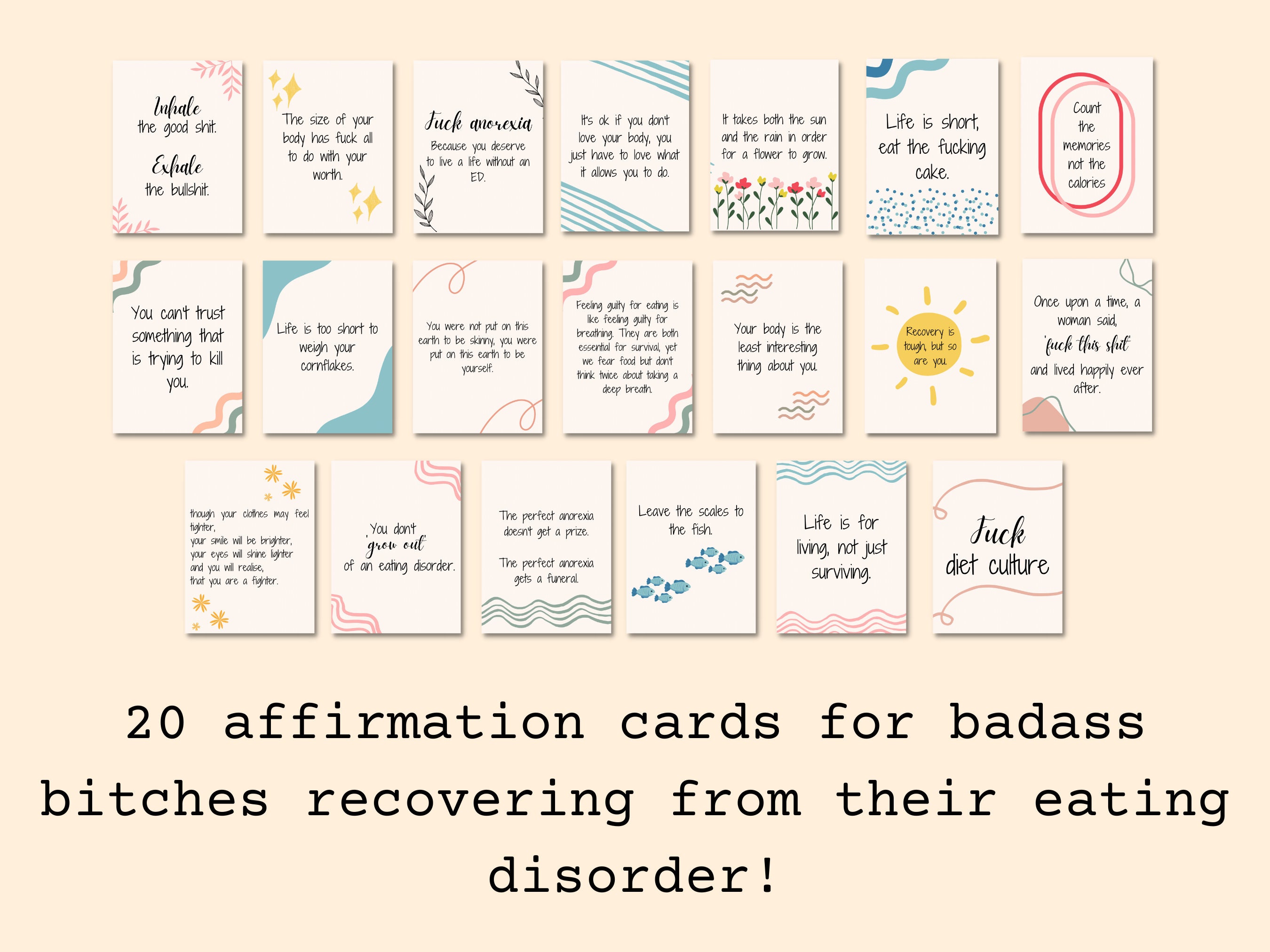 Eating Disorder Recovery Affirmation Cards: Anorexia Recovery Mantra ...