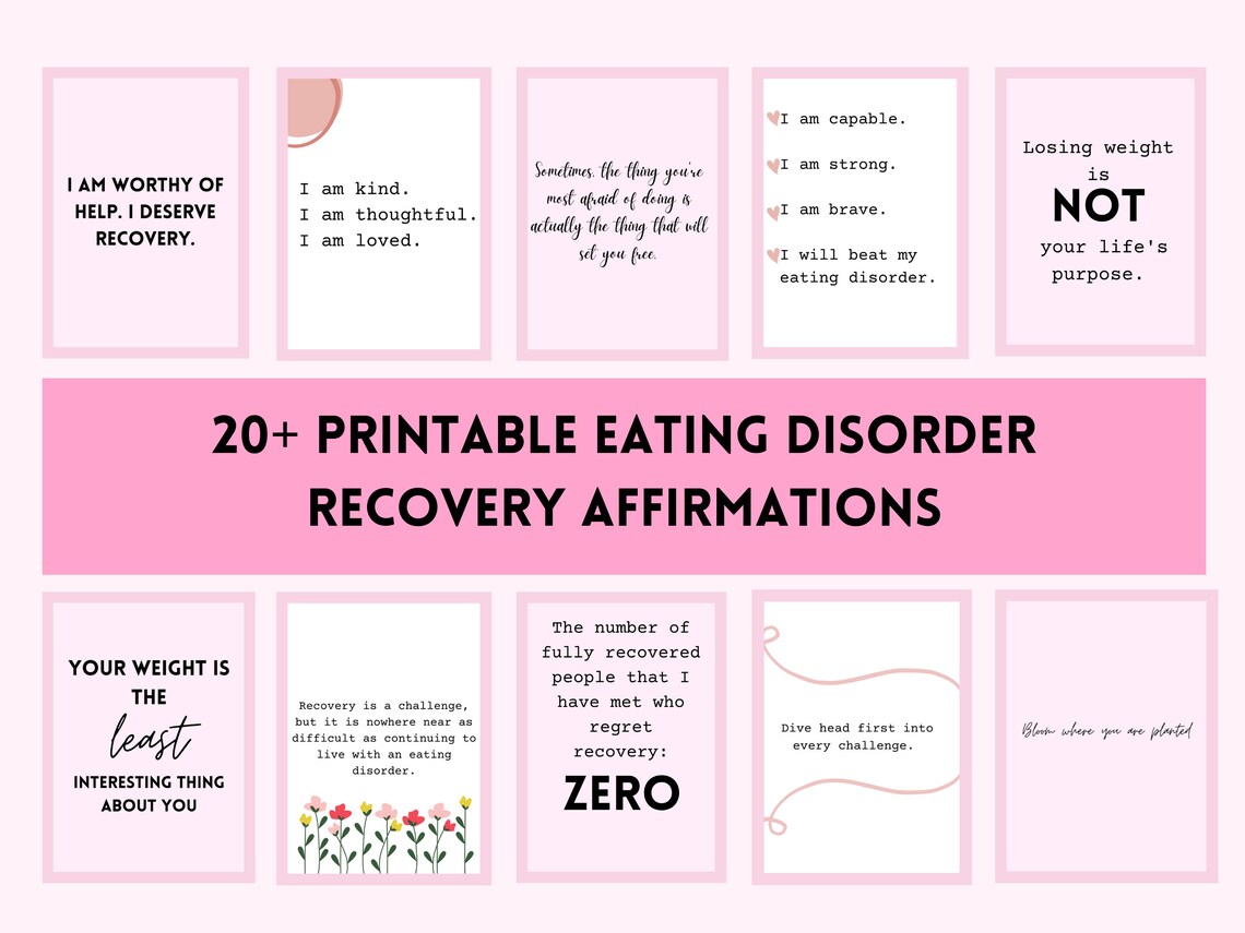Eating Disorder Recovery Affirmation Prints: Positive Mental Health ...