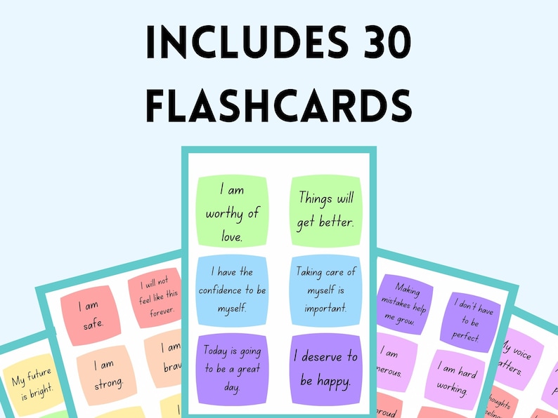 Children's Affirmation Flashcards Printable: Positive Mantras for Kids ...