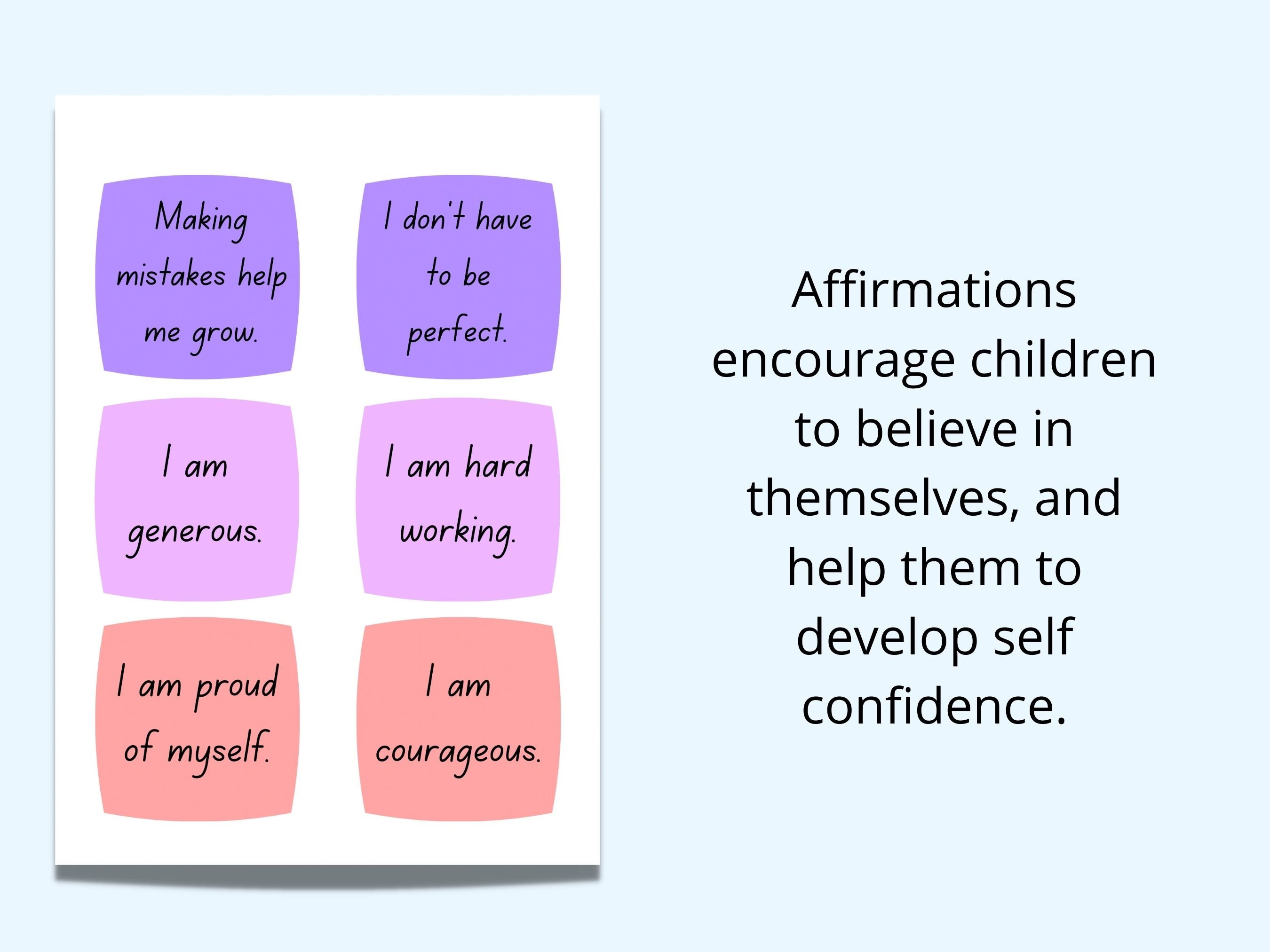 Children's Affirmation Flashcards Printable: Positive Mantras for Kids ...