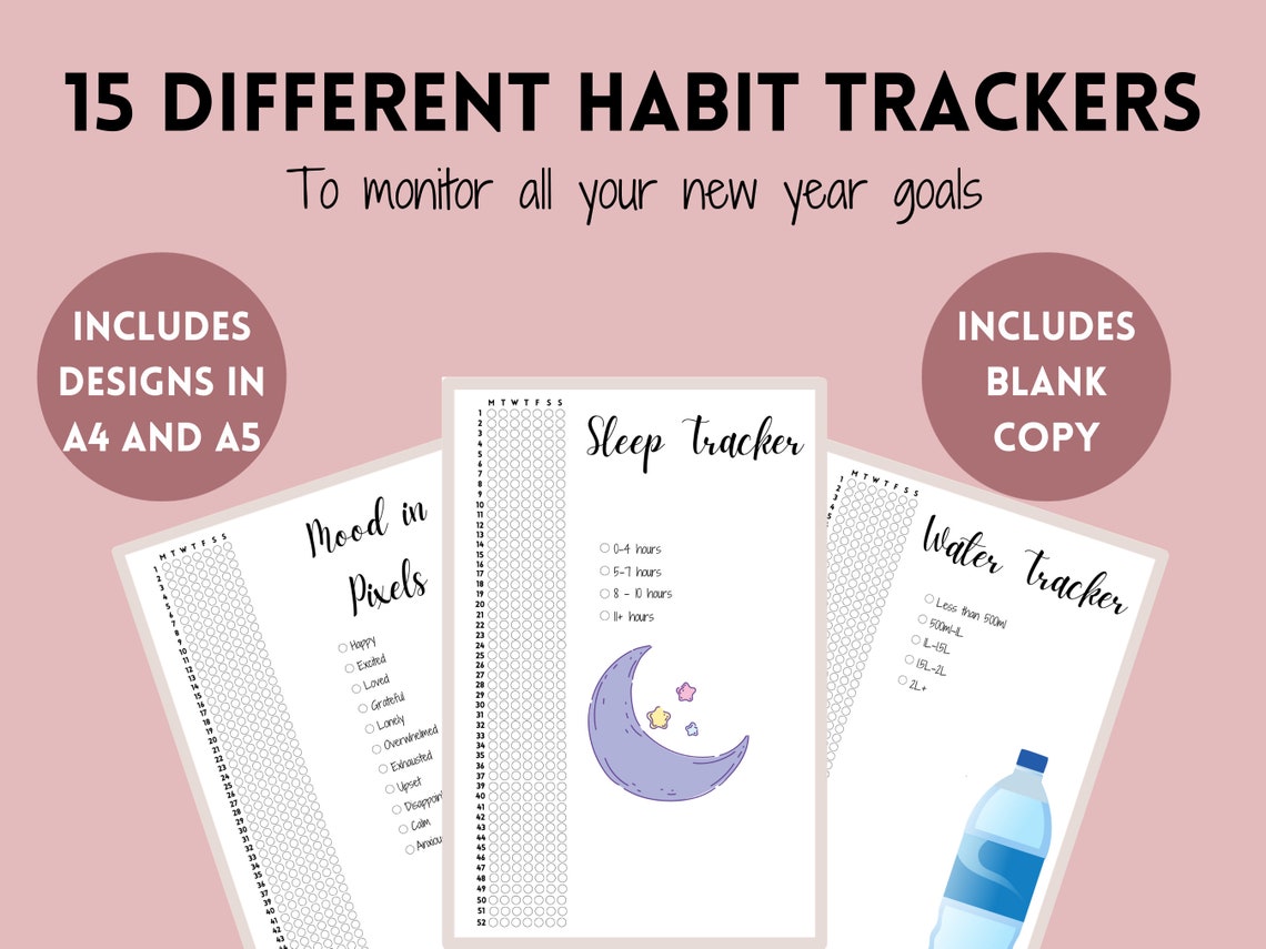 15 Different Habit Trackers: Mood in Pixels Tracker, Feelings Tracker ...
