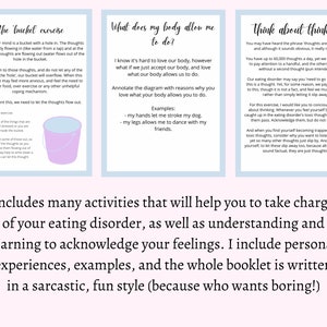 Eating Disorder Recovery Printable: Anorexia Bulimia Self Help Planner ...