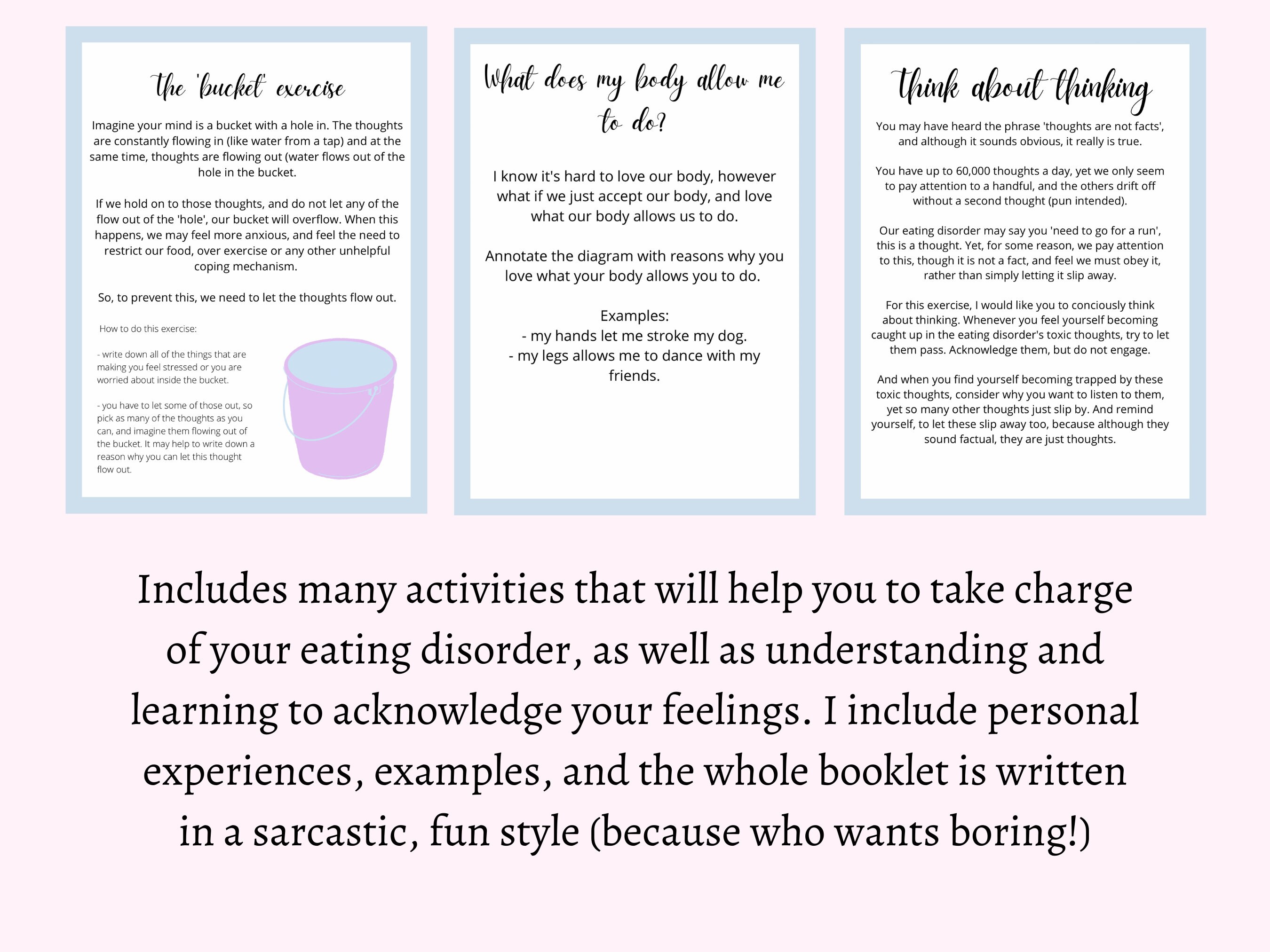 Eating Disorder Recovery Printable: Anorexia Bulimia Self Help Planner ...