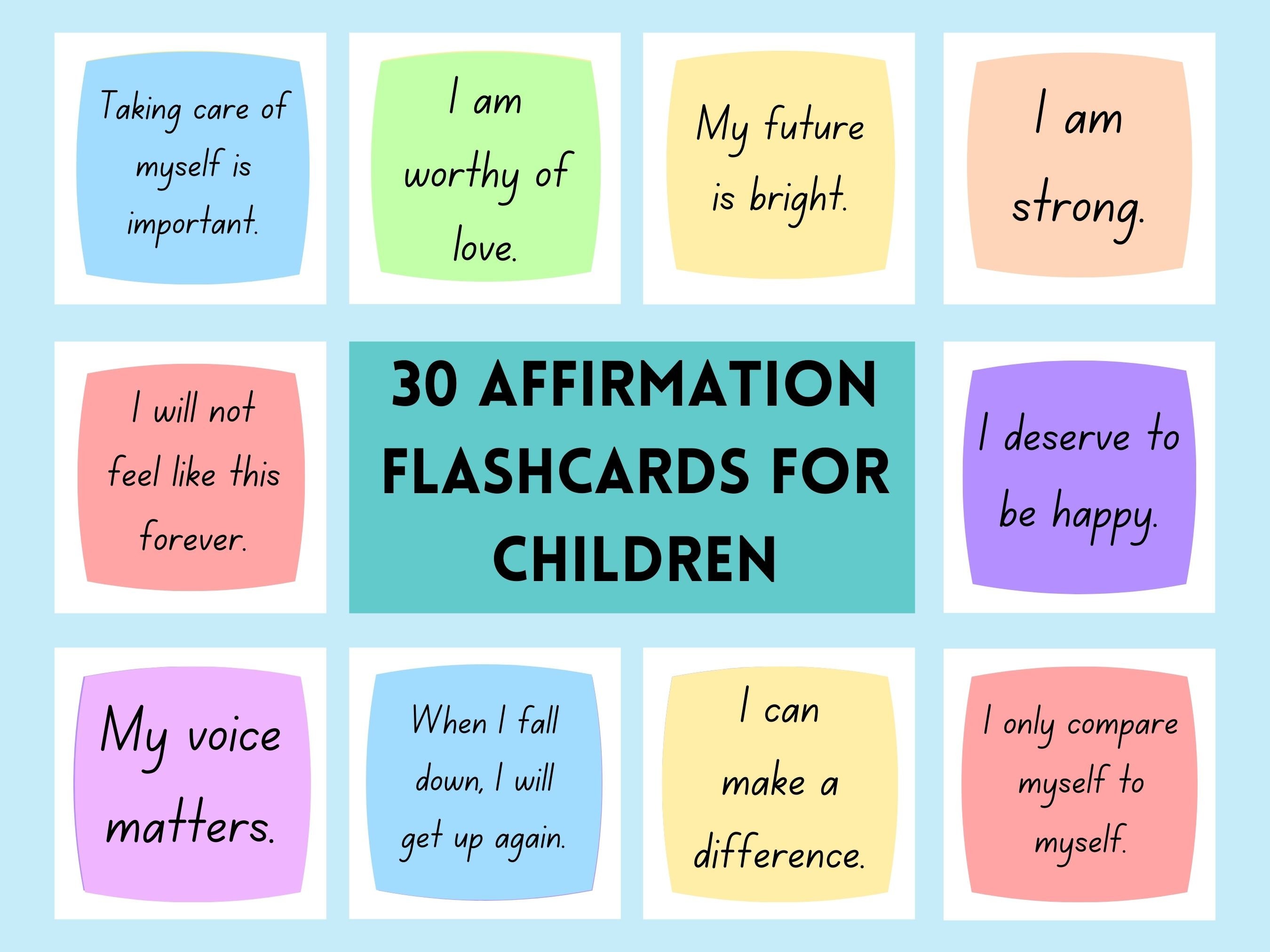 Children's Affirmation Flashcards Printable: Positive Mantras for Kids ...