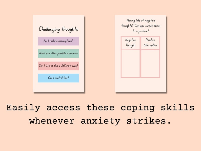 20 Anxiety Coping Skills Cards, Coping Cards Mindfulness, CBT Therapy ...