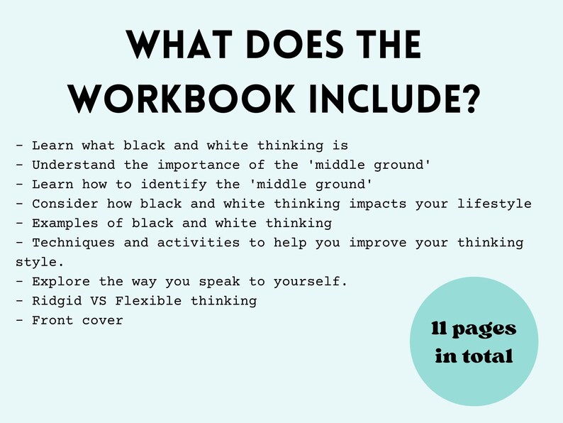 Black and White Thinking: Unhelpful Thinking Styles Workbook, Autism ...